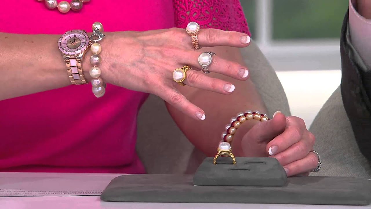 Honora Cultured Pearl 12.0mm Button Byzantine Bronze Ring with Mary ...