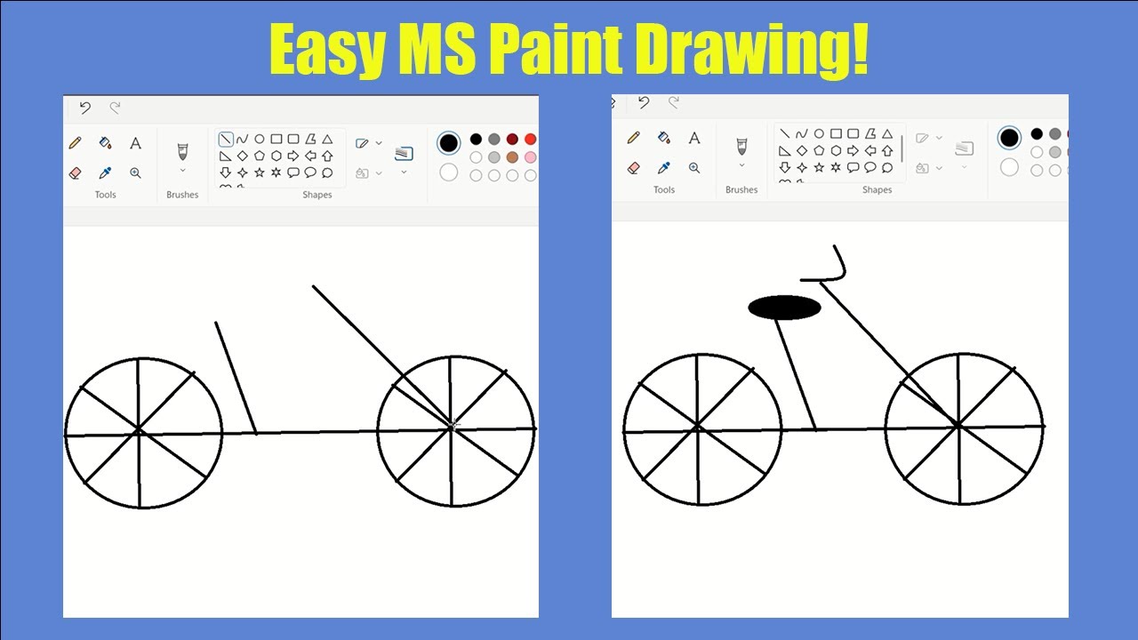 🚲 How to Draw a Bicycle in MS Paint | Easy Step-by-Step Tutorial 🎨 ...
