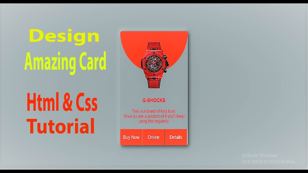 How to make a animated card using html and css || Responsive card ...