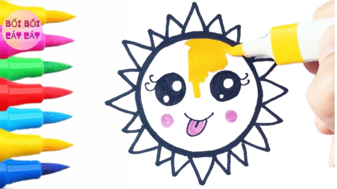How to Draw a Cute Sun for Kids, Draw and Color the Sun 🎨🖌️ - YouTube