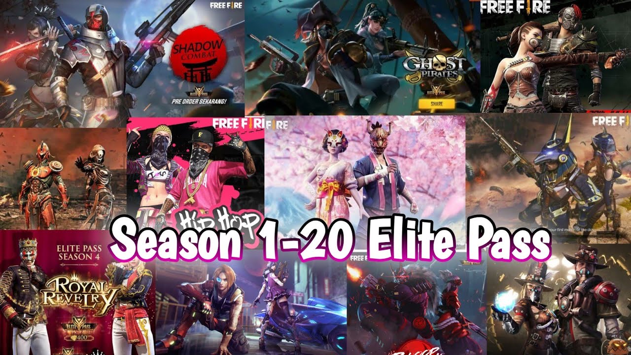 Free fire Season 1 to 20 elite pass review | Old Elite Pass Review ...