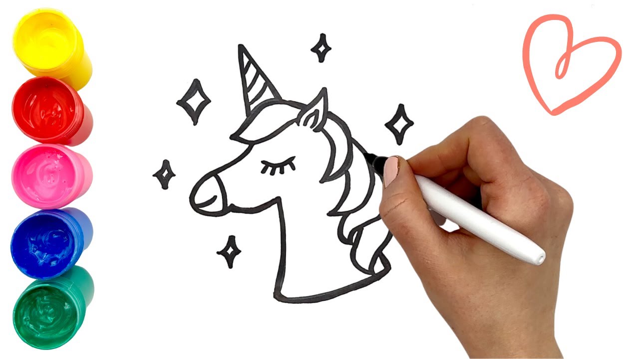 How to draw a cute unicorn | EASY | learn colors for kids and toddlers ...