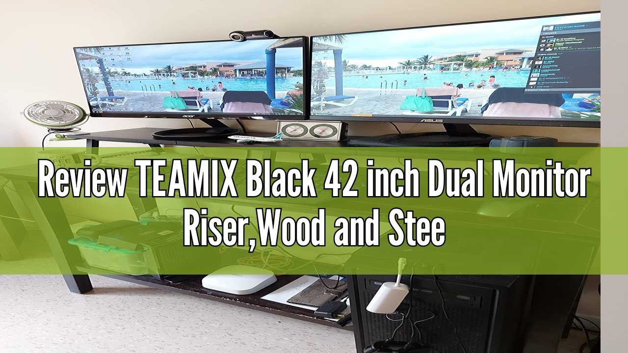 Review TEAMIX Black 42 inch Dual Monitor Riser,Wood and Steel Long ...
