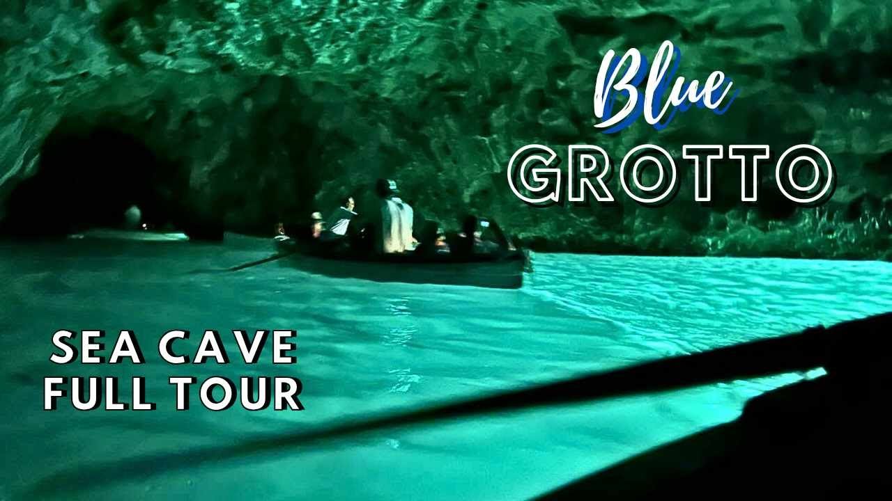 world famous SEA CAVE the BLUE GROTTO full tour, Capri, Italy # ...