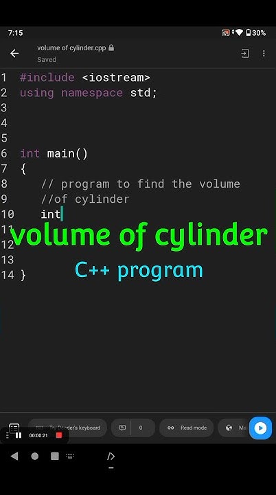program to find the volume of cylinder in C++ #programming #youtube #shorts #dsa - YouTube