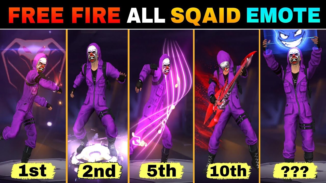 FREE FIRE ALL SQUAD EMOTE || ALL SQUAD EMOTE IN FREE FIRE || FREE FIRE ...