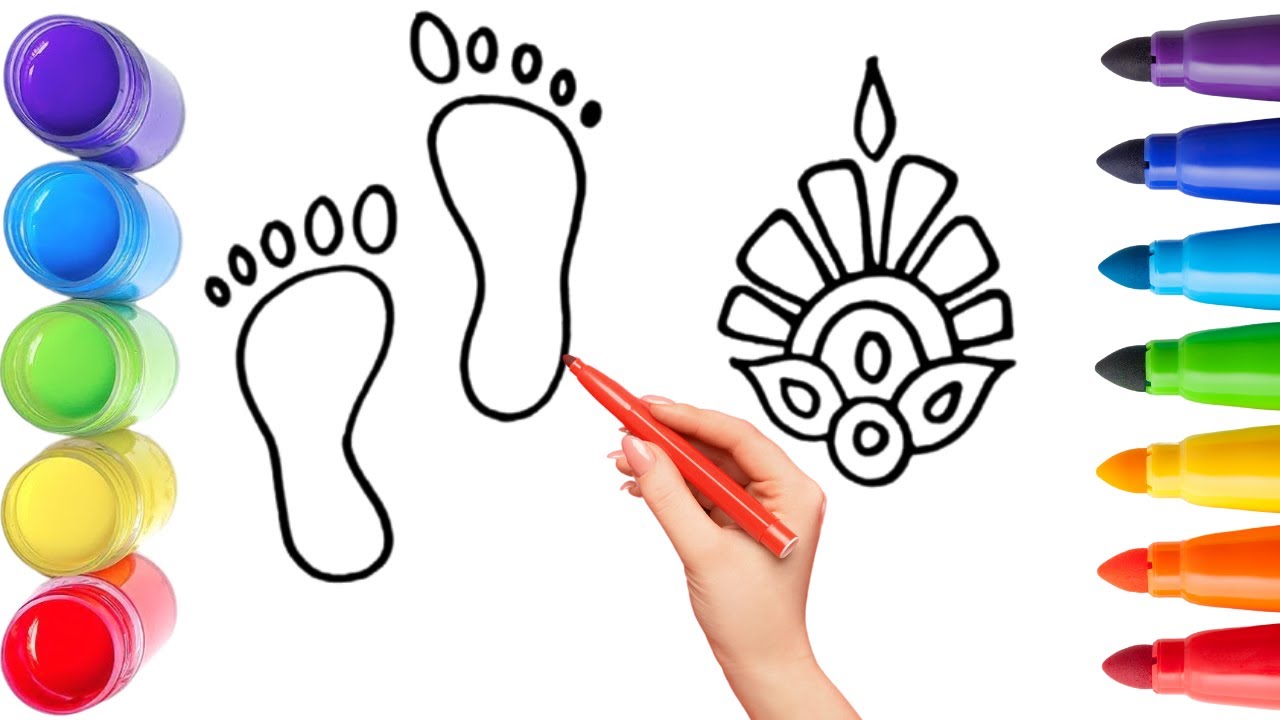How To Draw cute foot print Drawing, Painting & Coloring For Kids and ...