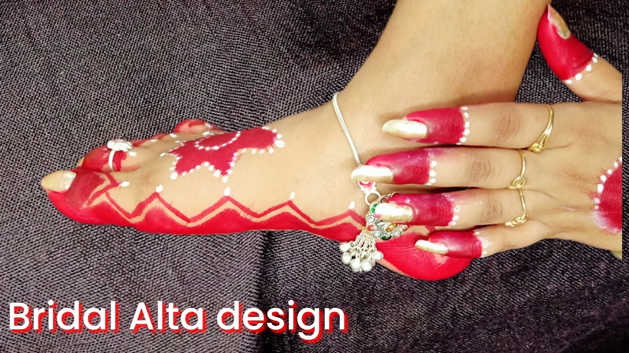 very easy Alta design || bridal Alta design on feet || mahavar kaise ...