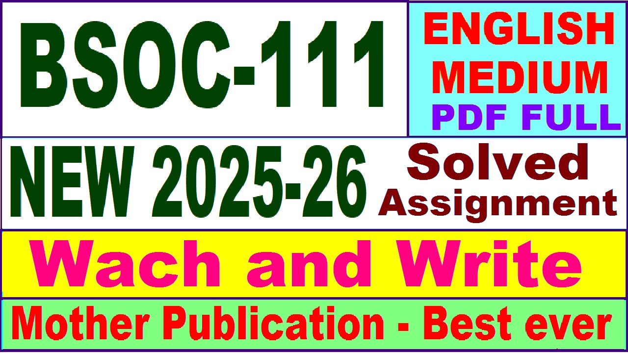 BSOC 111 solved assignment 2025-26 in English || bsoc 111 solved ...