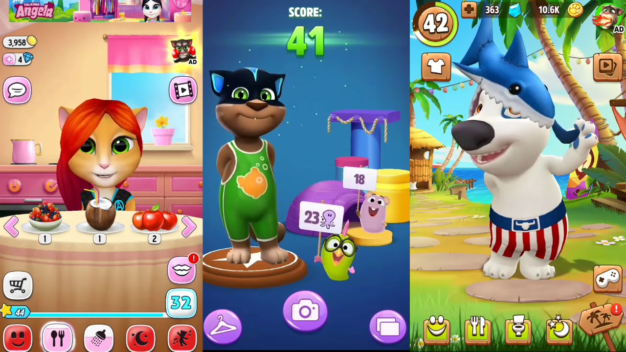 My Talking Tom 2 vs My Talking Angela vs My Talking Hank | My Talking ...