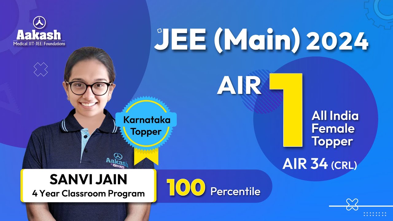 AIR 1 (Female)- JEE Main 2024 Result - Sanvi Jain shares importance of ...