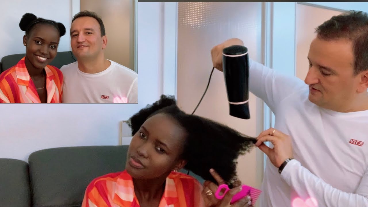 HUSBAND STRAIGHTENS AND STYLES MY NATURAL 4C HAIR! - YouTube