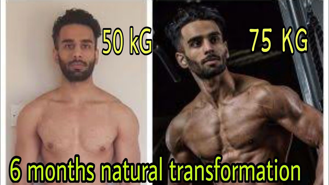 6 Months Natural Body transformation from skinny 50kg to muscular 70kg ...