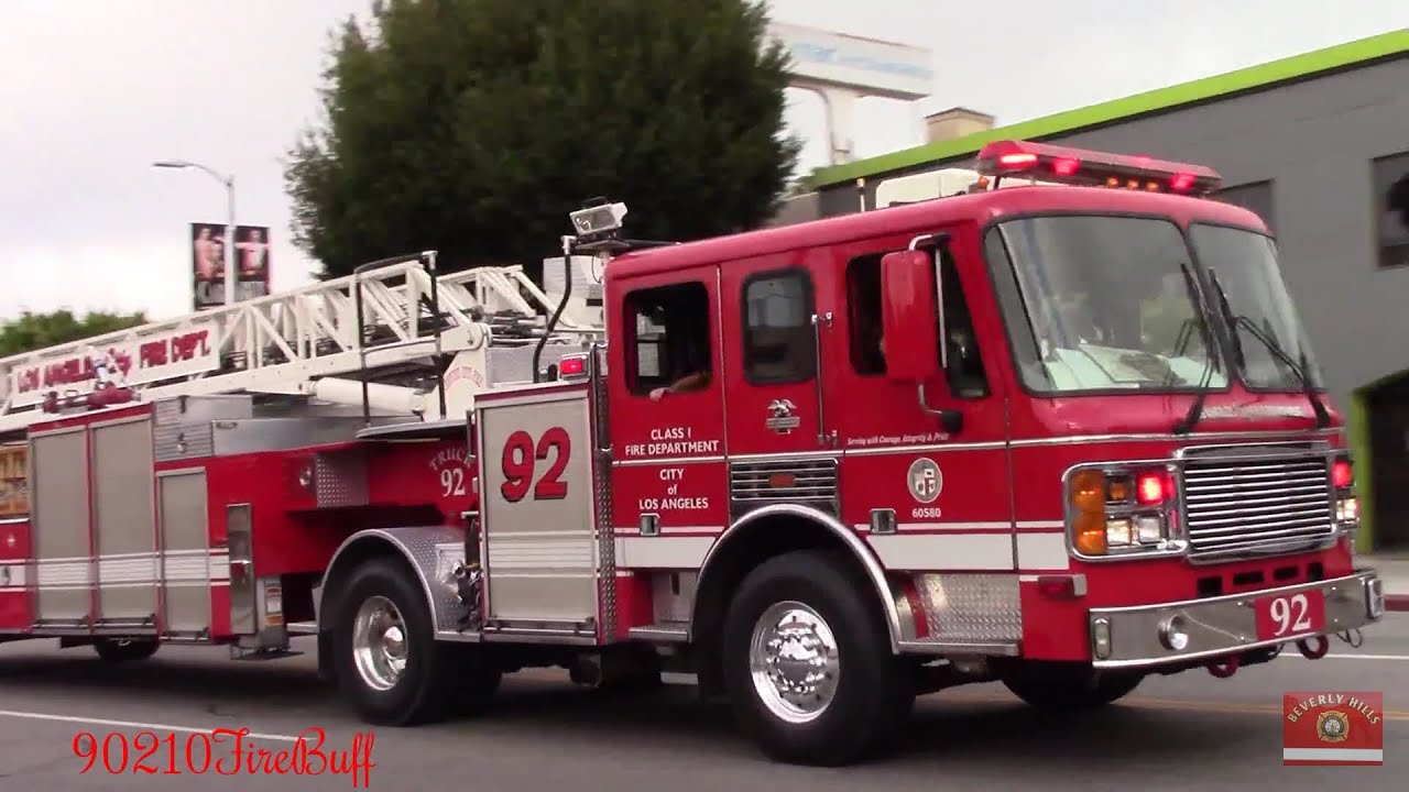 LAFD Light Force 92 & Rescue 92 Responding - YouTube