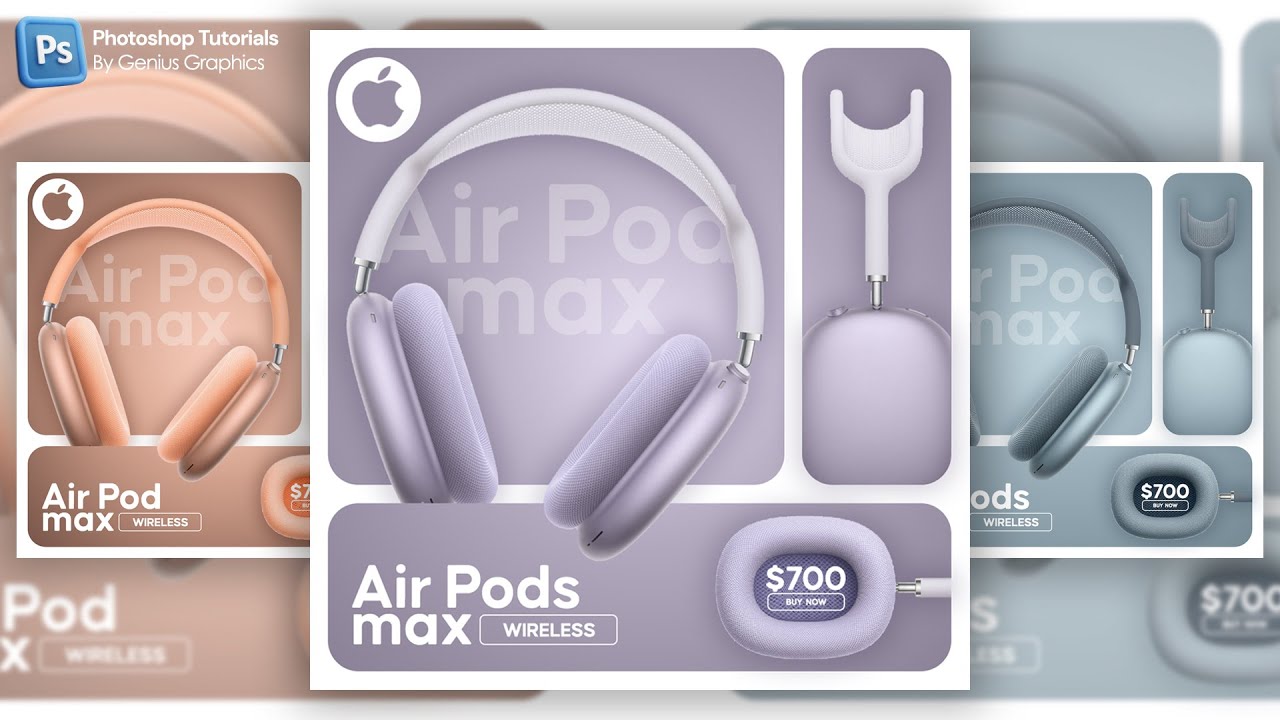 AirPods Max Poster Design in Photoshop | Viral Product Ad Concept ...