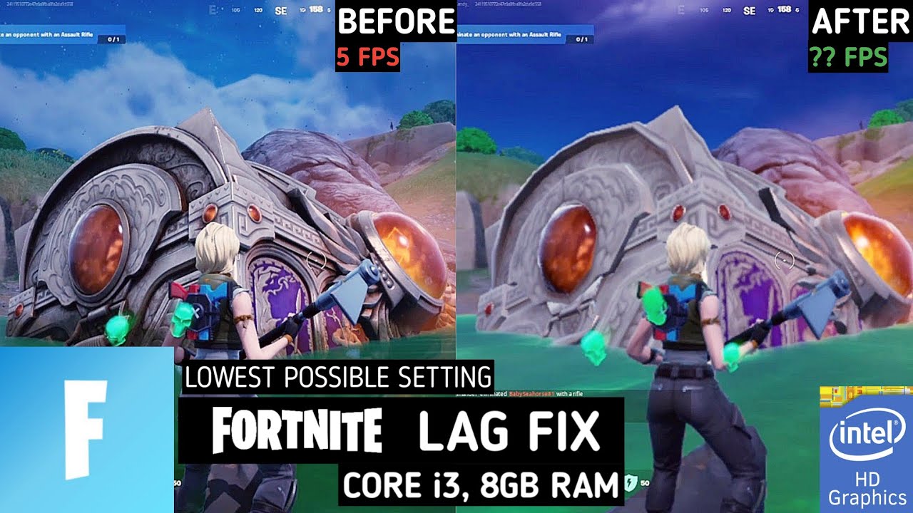 How to increase fps in Fortnite on Low End PC (No GPU)| Core i3, 8 GB ...