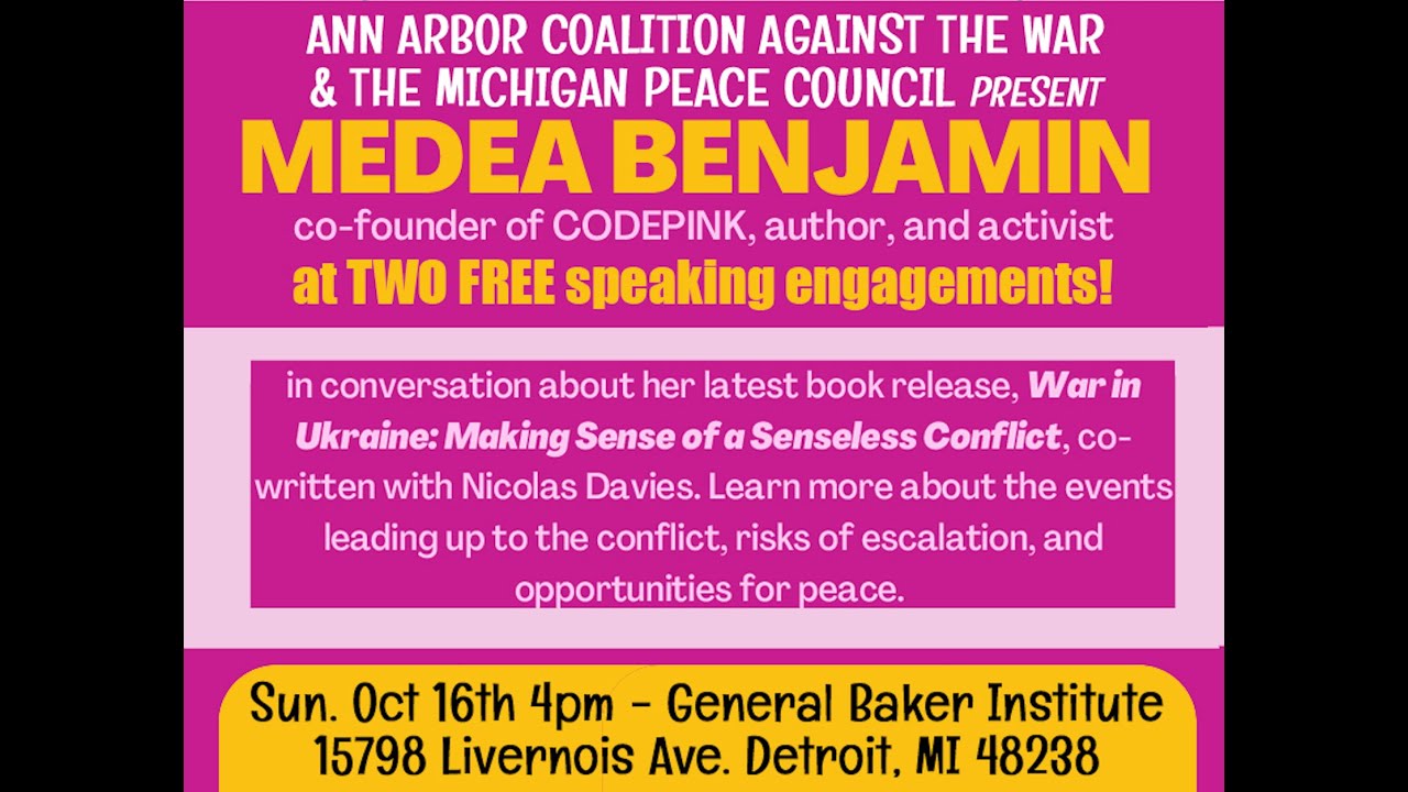 MPC Medea Benjamin Book Tour - Detroit - Oct 16, 2022 - YouTube