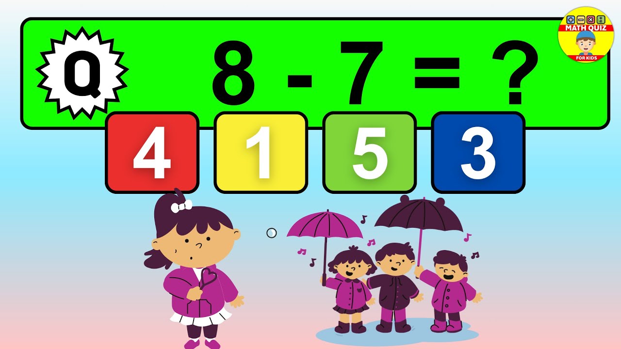 20 Math Quiz for Kids | One Digit Subtraction Quiz - YouTube