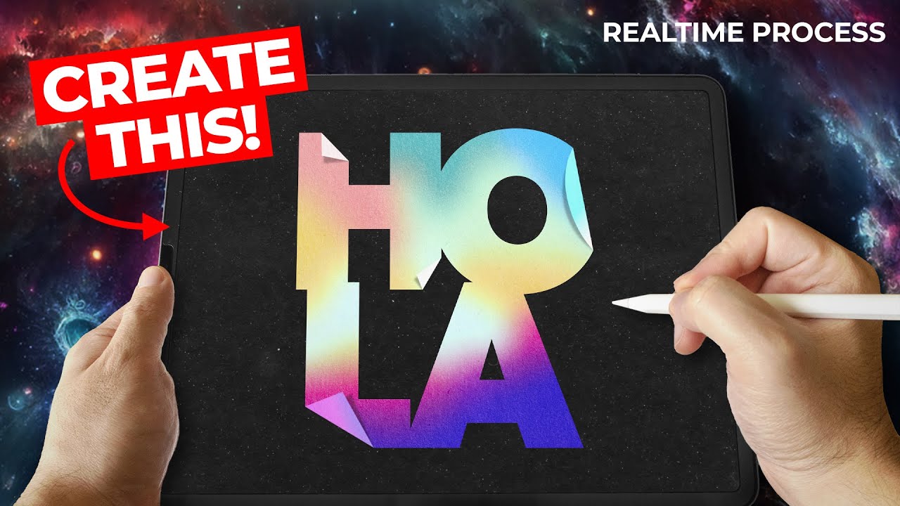 Holographic Peeling 3D Letters (Realtime Digital Lettering Tutorial ...