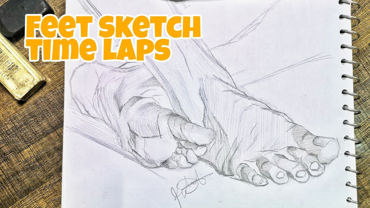 Feet sketch time laps | Feet drawing practice | How to draw feet | feat ...