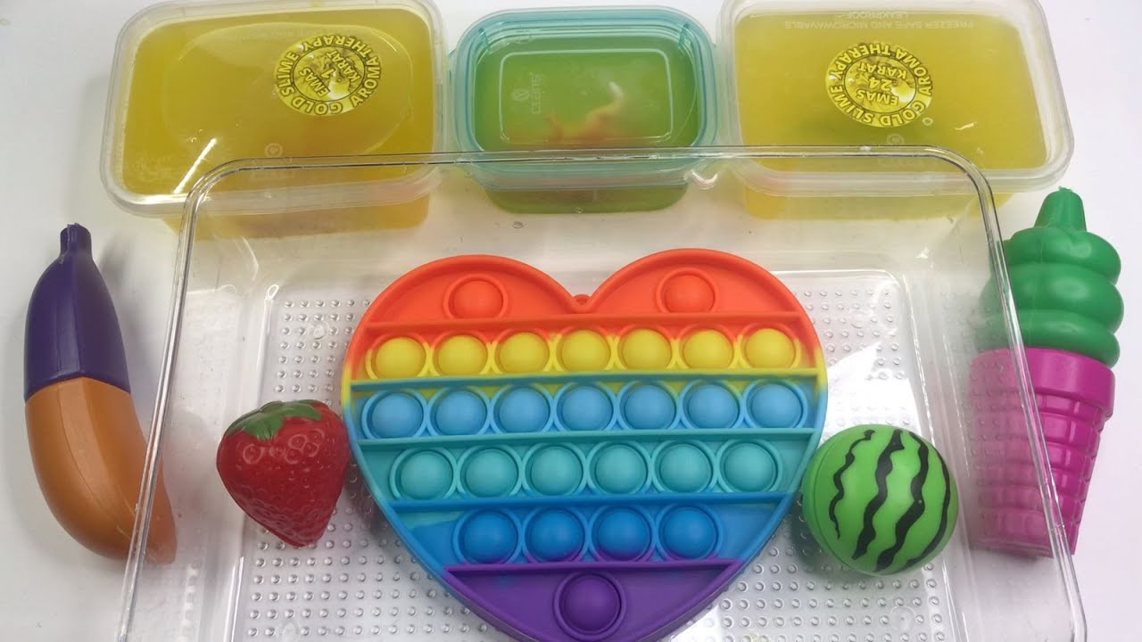 Satisfying Video | Mixing Yellow Smootie Slime ASMR Looking for Cute ...