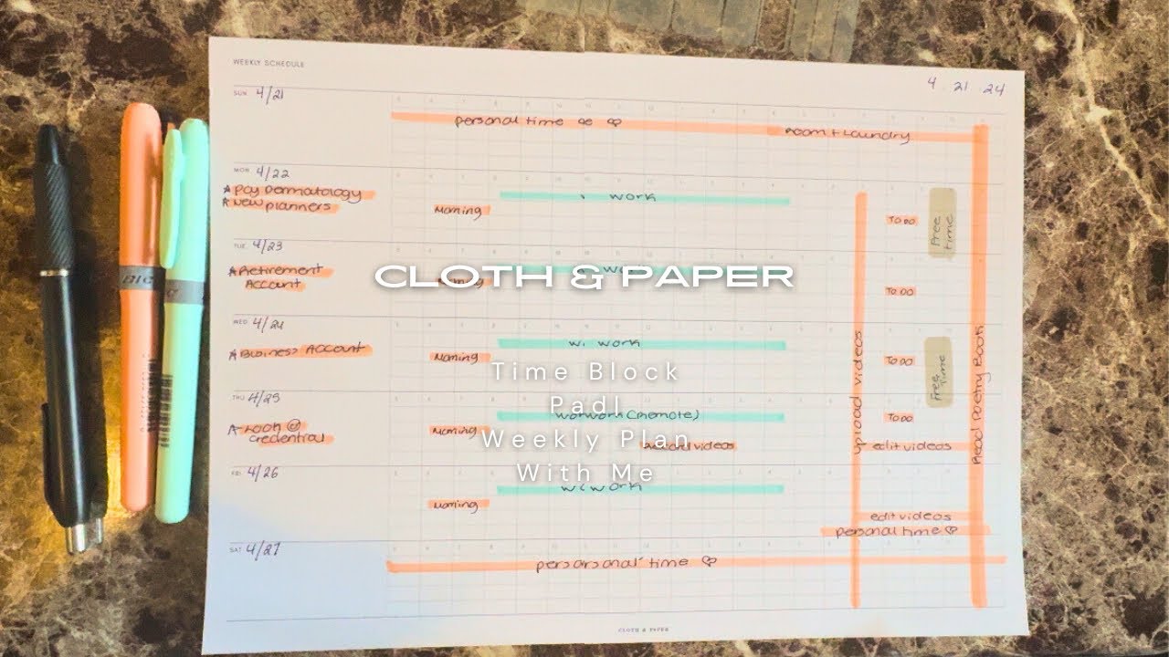 Plan My Week With Me | Cloth & Paper | Time Block Pad - YouTube