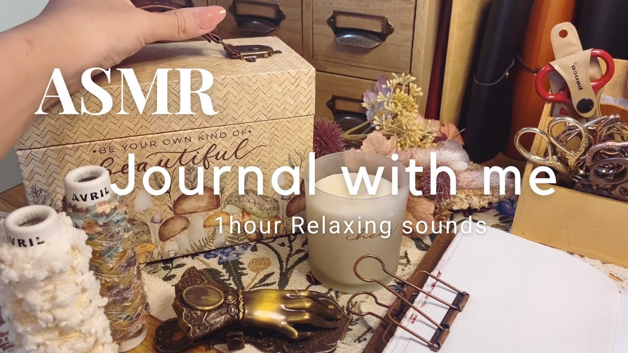 【ASMR】1hour Journal with me 🖋 ️Journaling Scrapbooking Relaxing sounds ...