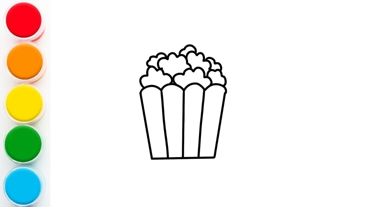 How to Draw popcorn || Drawing video of popcorn || Easy draw popcorn ...