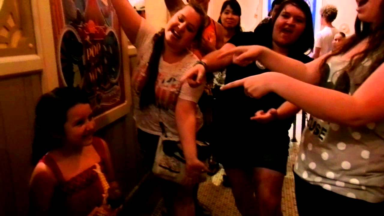 Destiny Gomez; Happy Birthday at Disneyland sung by group standing in ...