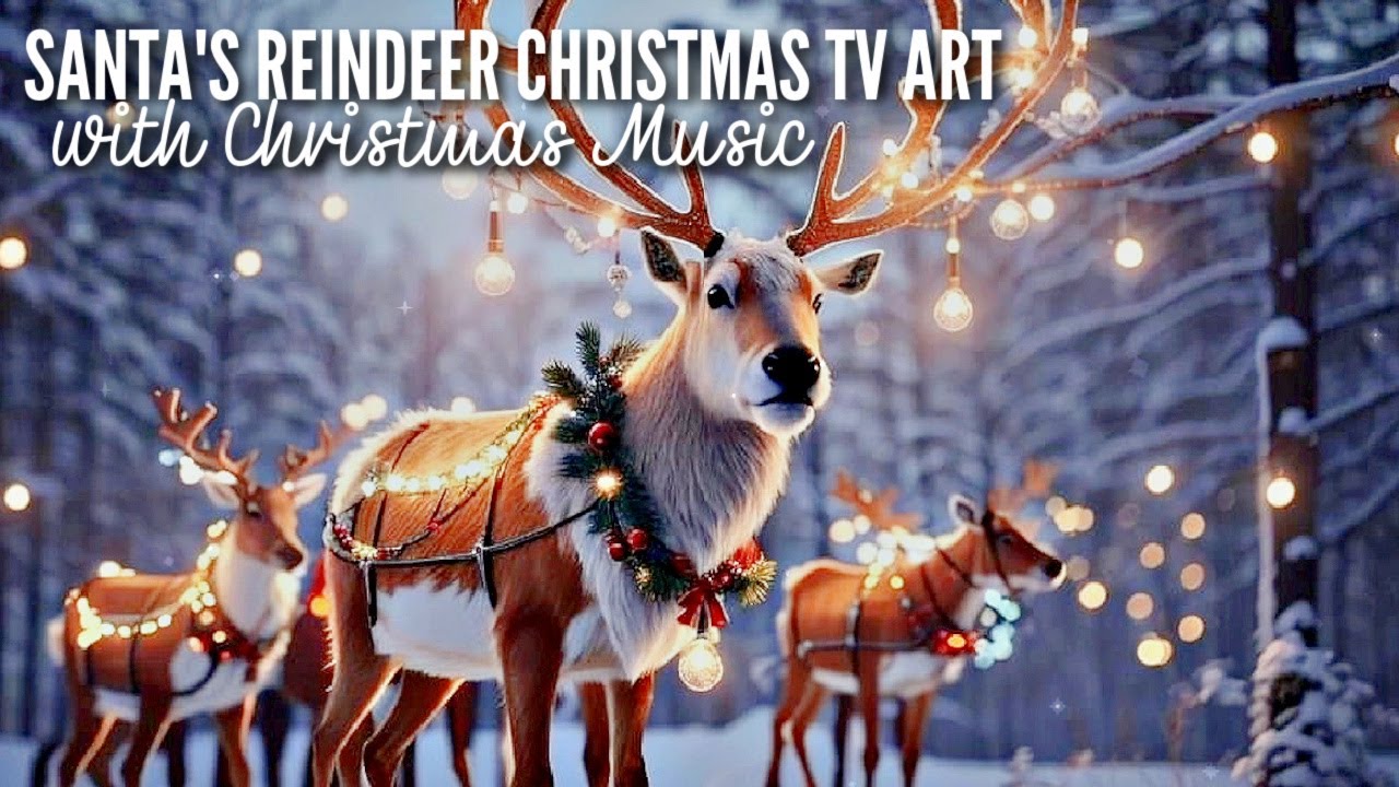 SANTAS REINDEER IN WINTER WONDERLAND CHRISTMAS TV ART SCREENSAVER ...