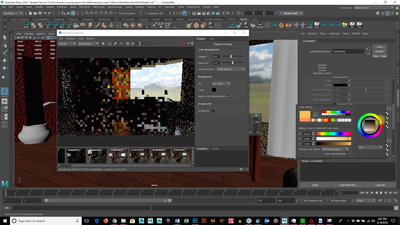Lighting Room Maya 2018 pt2 Curtains - YouTube