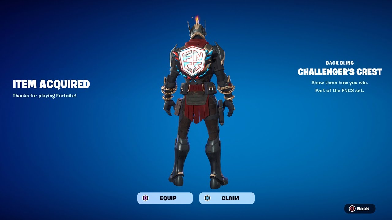 How To Get Challenger's Crest Back Bling in Fortnite! - YouTube