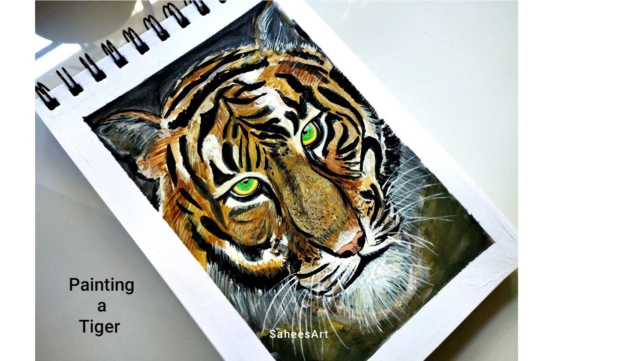 Painting a TIGER in Watercolor | Paint with Me | SaheesArt - YouTube