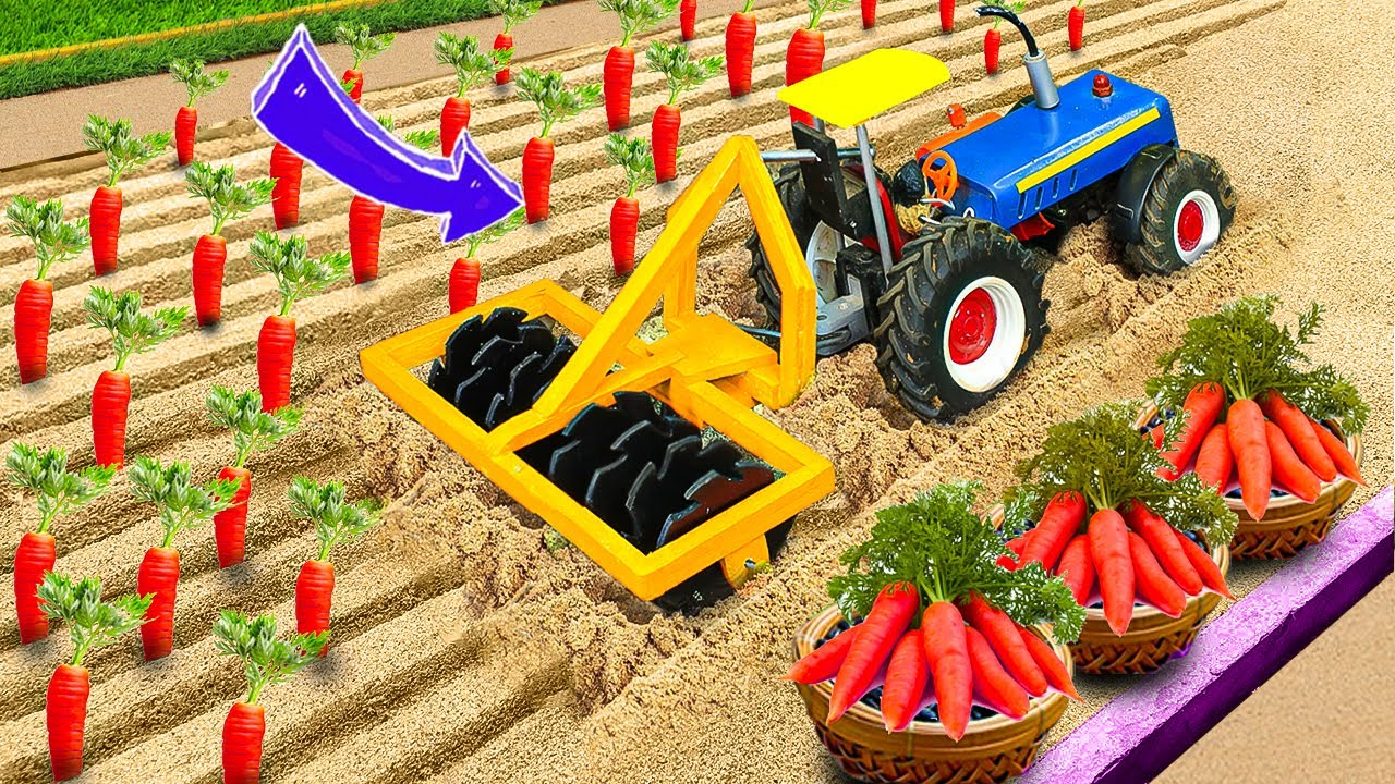 diy making mini plough machine planting field of turnips rainbow colors ...