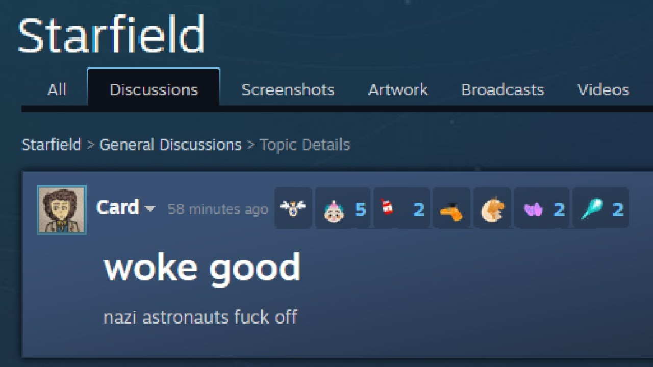 Baiting Reactionaries in the Starfield Steam Forums - YouTube