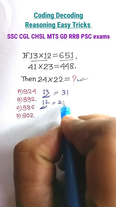 Coding Decoding Coding Decoding Reasoning Tricks Reasoning For Ssc Gd Chsl Mts Wbpsc Youtube