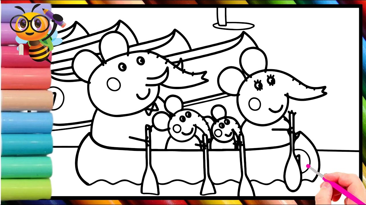 Draw and Color Peppa Pig Emely Elephant Family | Adventures With Peppa ...