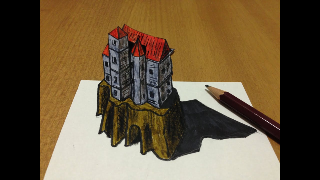 How To Draw A 3d Castle