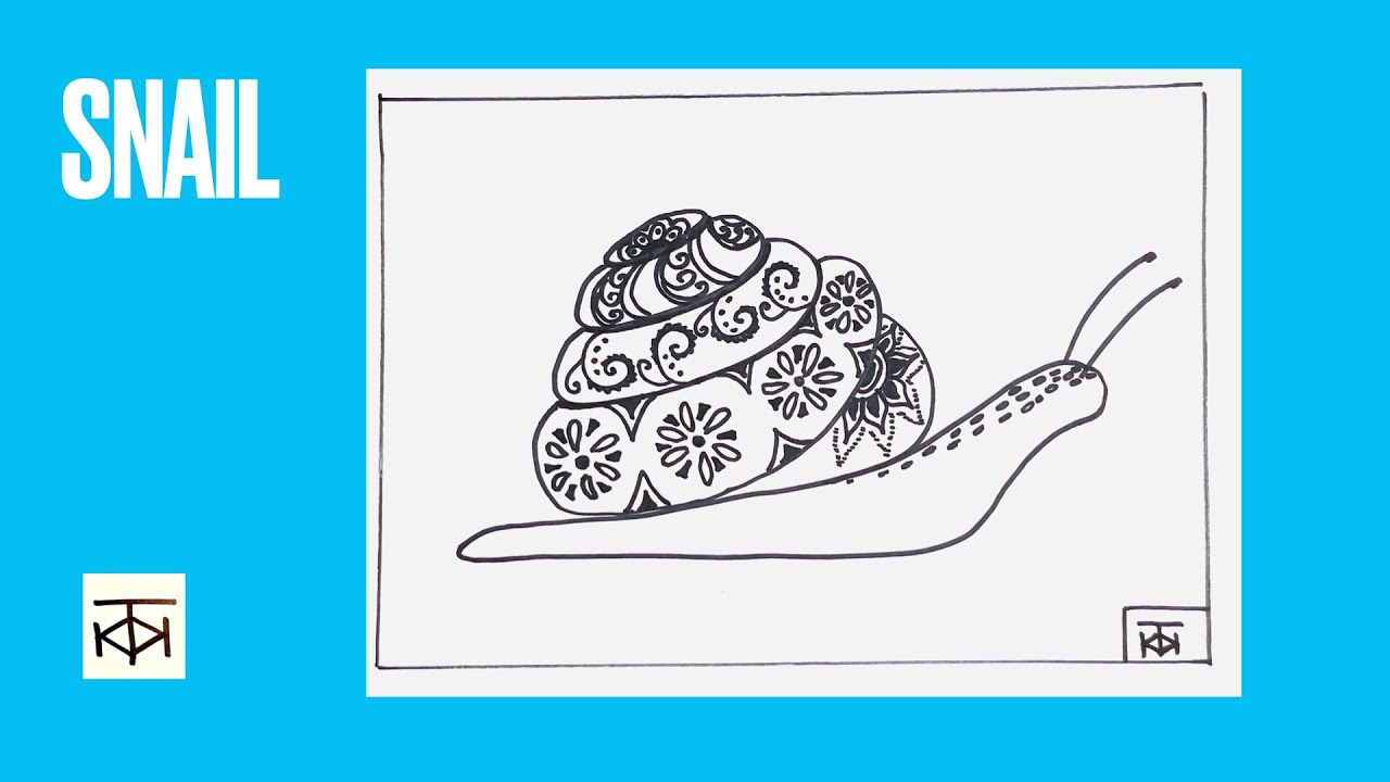 How to draw a PRETTY snail with PATTERNS : relaxing drawing for ...