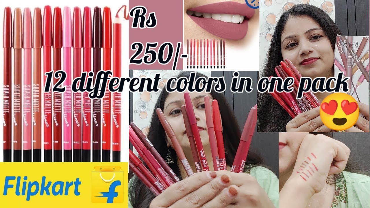 12 different lip liner pencil set in one pack / 3in1 cosmetic pencil in ...