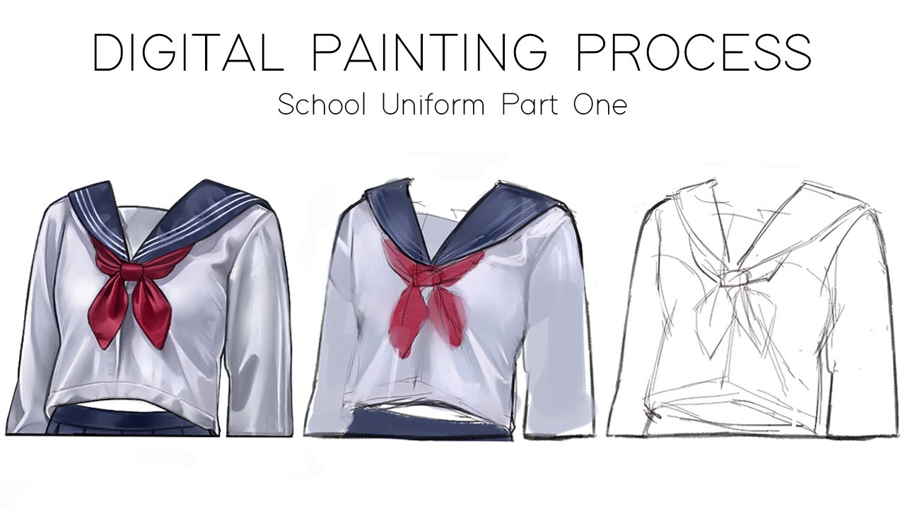 Digital Painting Process | School Uniform Part One - YouTube