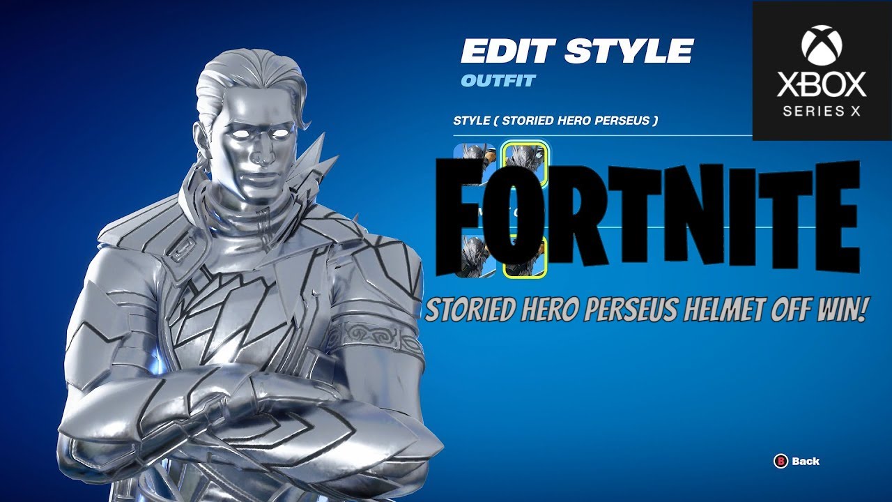 FORTNITE STORIED HERO PERSEUS HELMET OFF WIN ! XBOX - YouTube
