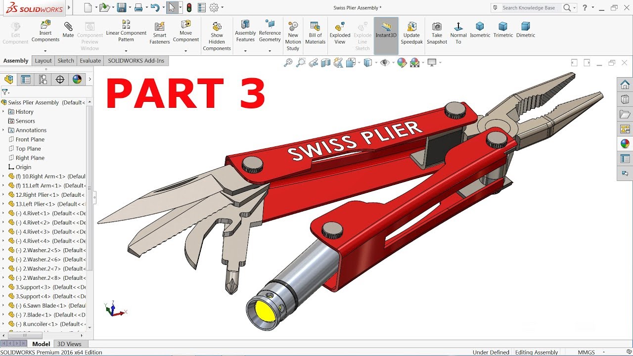Solidworks tutorial | Design of Swiss Plier in Solidworks Part 3 - YouTube
