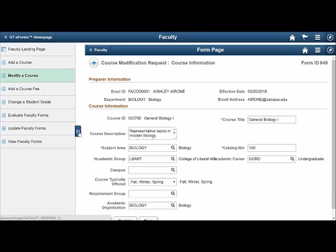 GT eForms™ Demo: PeopleSoft Modify a Course eForm - YouTube