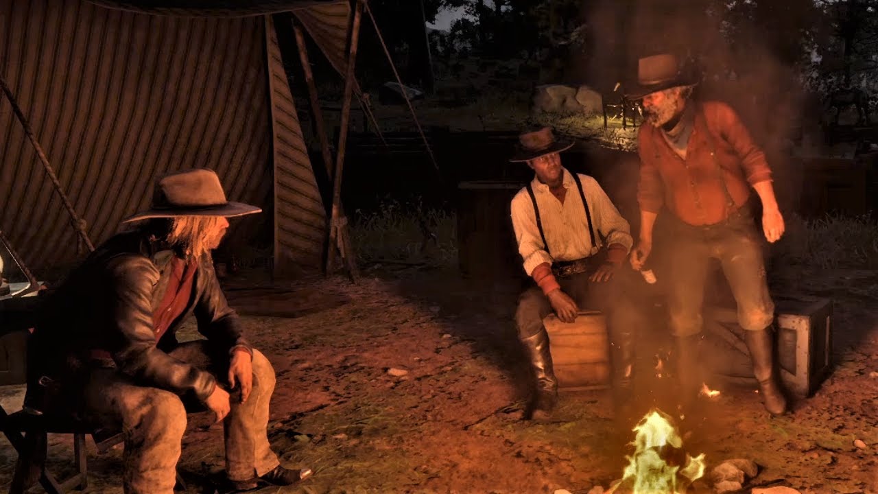 Micah and Uncle get into a heated argument at the campfire - Red Dead ...