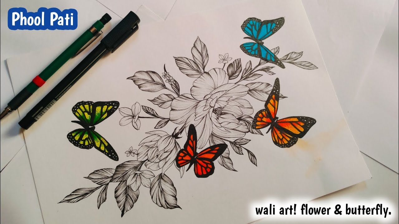 SERIES - 2 | How to draw Phool Patti Wali Art | with Colourful ...