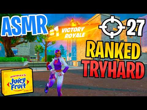 ASMR Gaming 😴 Fortnite Ranked Tryhard Win! Relaxing Gum Chewing 🎮🎧 Controller Sounds + Whispering 💤