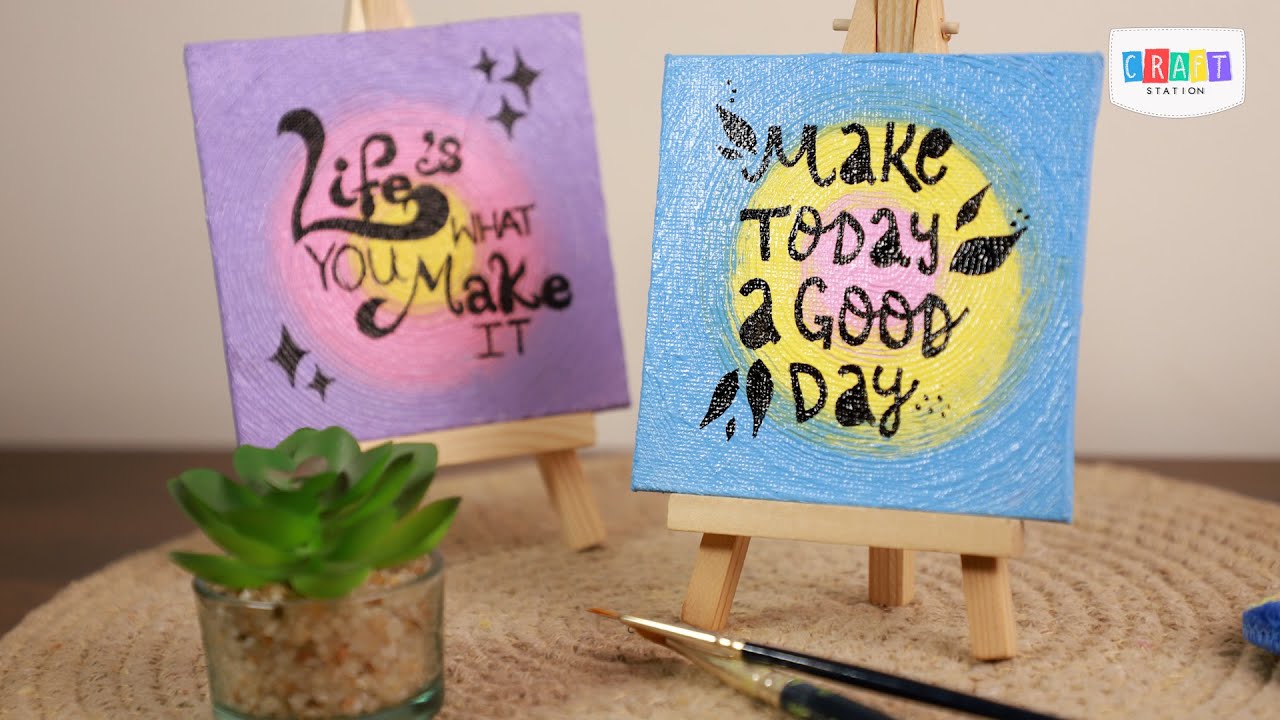 Mini Canvas Painting! Easy table-side decor!! Gifting Ideas | DIY ...