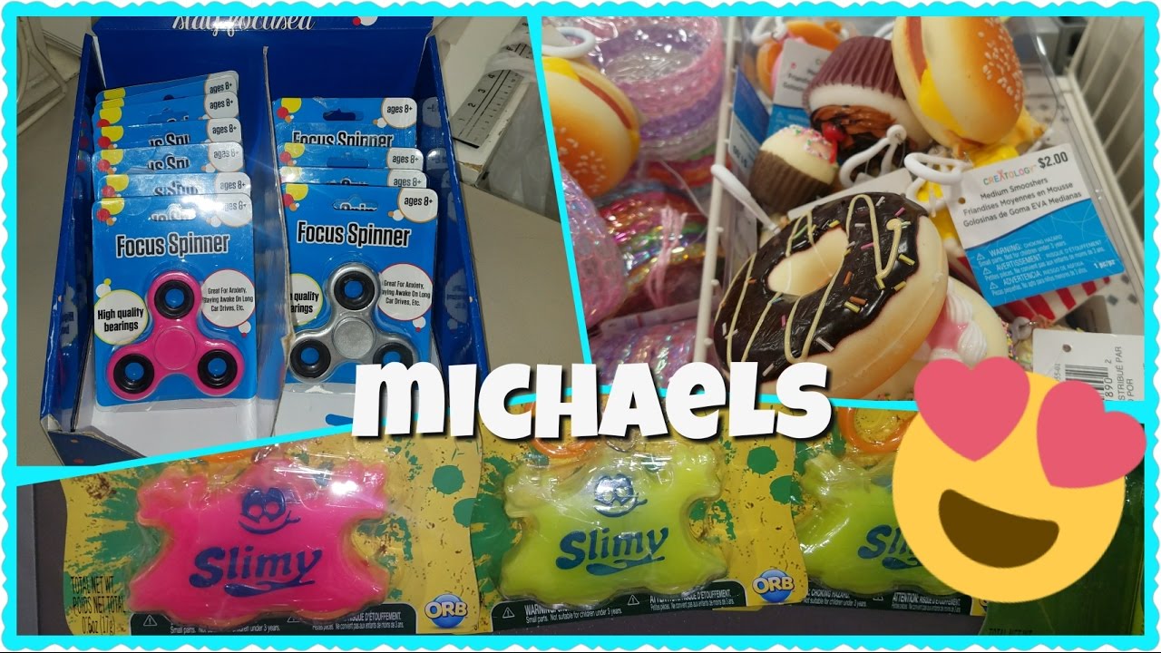 SQUISHIES SLIME AND FIDGET SPINNERS AT MICHEAL'S - YouTube