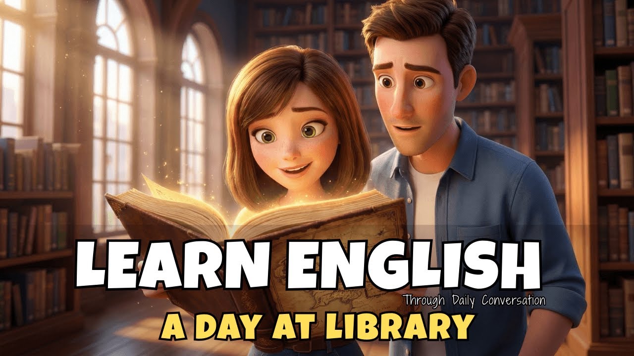 A Day At The Library | Easy English Conversation Practice for Beginners ...
